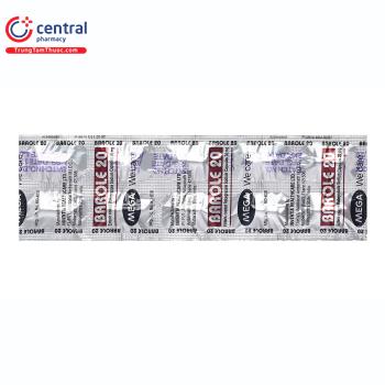 Thuốc Barole 20mg: trị viêm loét dạ dày tá tràng, viêm dạ dày Hp