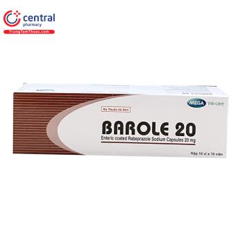 Thuốc Barole 20mg: trị viêm loét dạ dày tá tràng, viêm dạ dày Hp