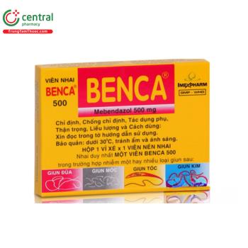 Thuốc tẩy giun Benca IMP 500 điều trị giun đũa, giun tóc, giun móc, giun kim