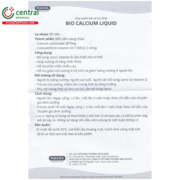 Bio Calcium Liquid bổ sung canxi vitamin D giúp xương chắc khỏe.