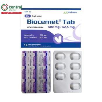 [CHÍNH HÃNG] Thuốc Biocemet Tab 500mg/62,5mg-trị các bệnh nhiễm khuẩn
