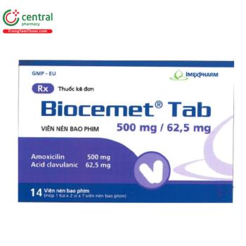 [CHÍNH HÃNG] Thuốc Biocemet Tab 500mg/62,5mg-trị các bệnh nhiễm khuẩn