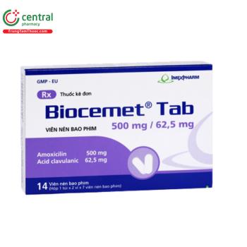 [CHÍNH HÃNG] Thuốc Biocemet Tab 500mg/62,5mg-trị các bệnh nhiễm khuẩn