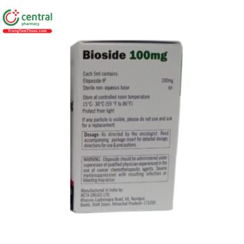 Thuốc Bioside 100mg Etoposide injection trị ung thư phổi, tinh hoàn