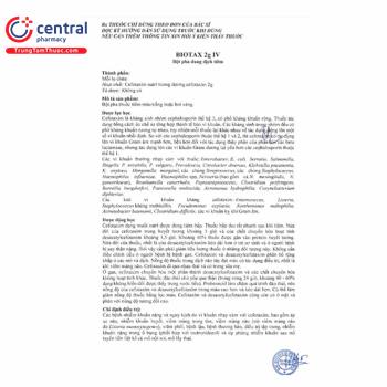 [CHÍNH HÃNG] Thuốc Biotax 2g IV điều trị nhiễm khuẩn nặng