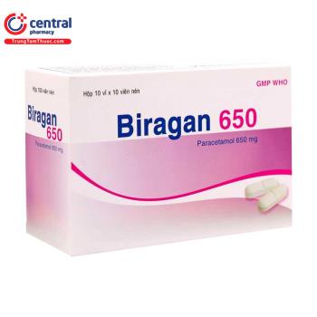 [CHÍNH HÃNG] Thuốc Biragan 650 (Hộp 100 viên) hạ sốt, giảm đau