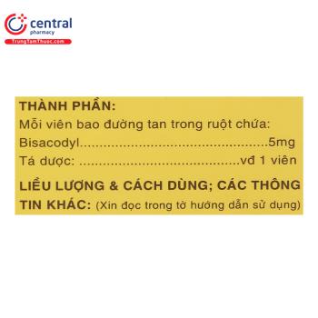 [CHÍNH HÃNG] Thuốc Bisalaxyl 5mg - điều trị táo bón