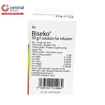 [CHÍNH HÃNG] Thuốc Biseko 50 g/l chai 50ml - Dung dịch tiêm truyền