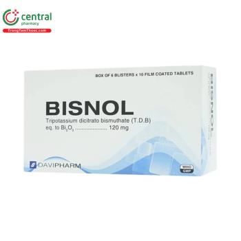 Thuốc Bisnol 120mg - Điều trị bệnh loét dạ dày tá tràng do vi khuẩn Hp
