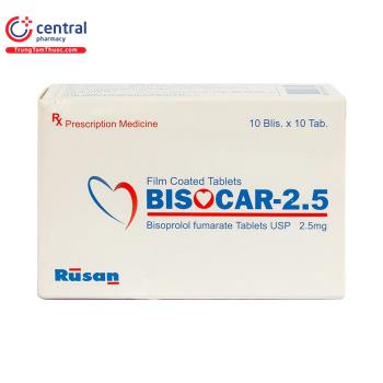 Thuốc Bisocar 2,5mg - điều trị tăng huyết áp và đau thắt ngực