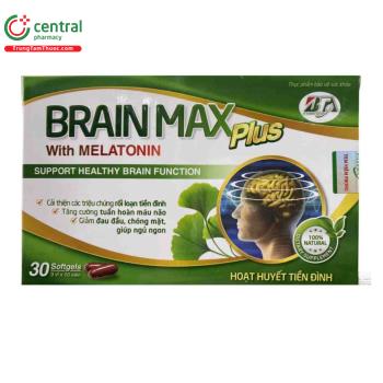 Thuốc Brain Max Plus With Melatonin tăng cường tuần hoàn máu não