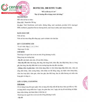 Thuốc Bufecol 200 Effe Tabs giúp giảm đau, hạ sốt, làm giảm viêm