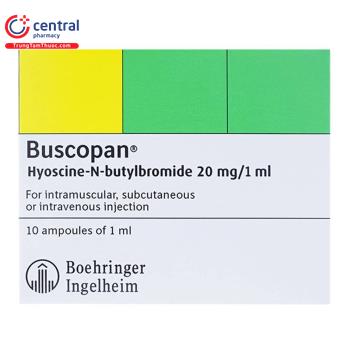 Thuốc Buscopan 20mg/1ml trị co thắt dạ dày, ruột, đường mật