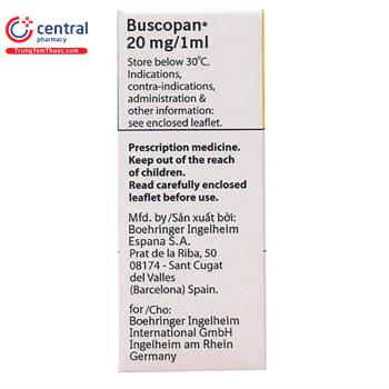 Thuốc Buscopan 20mg/1ml trị co thắt dạ dày, ruột, đường mật