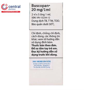 Thuốc Buscopan 20mg/1ml trị co thắt dạ dày, ruột, đường mật