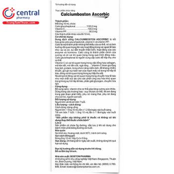 Thuốc Calcium Boston Ascorbic 10ml giúp tăng cường sức khỏe