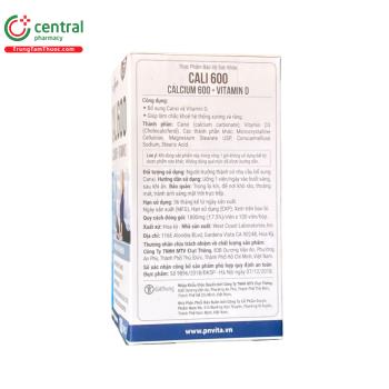Cali600 Calcium 600 + Vitamin D giúp xương, răng chắc khỏe