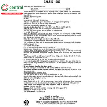 Thuốc Calsid 1250 bổ sung calci điều trị loãng xương, còi xương