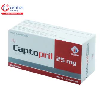 Thuốc Captopril 25mg Domesco điều trị tăng huyết áp, suy tim