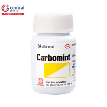 Thuốc hỗ trợ tiêu hóa Carbomint (hộp 30 viên): chỉ định, liều dùng