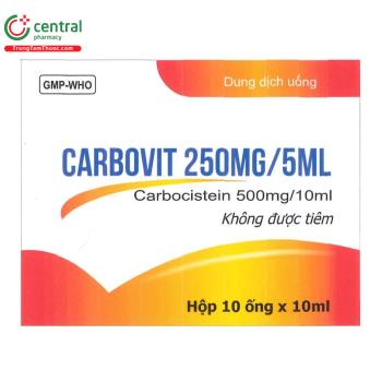 Thuốc Carbovit 250mg/5ml tác dụng tiêu nhầy trong bệnh về rối loạn hô hấp