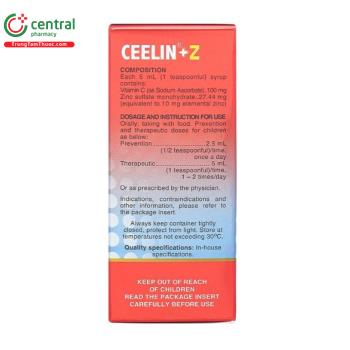 Thuốc Ceelin+Z điều trị các bệnh do thiếu hụt kẽm và vitamin C