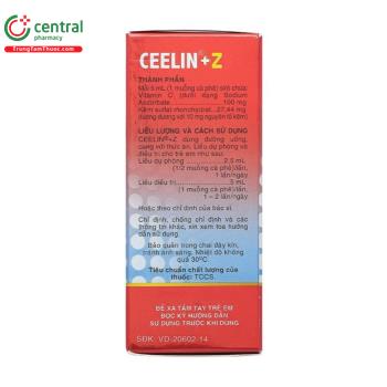 Thuốc Ceelin+Z điều trị các bệnh do thiếu hụt kẽm và vitamin C