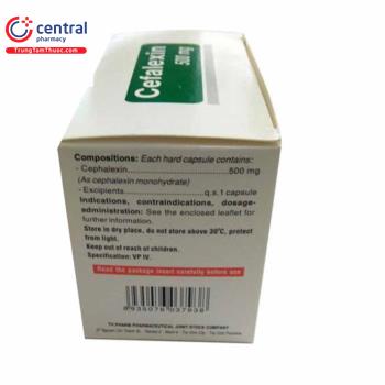 [CHÍNH HÃNG] Thuốc Cefalexin 500mg TV Pharm trị nhiễm khuẩn