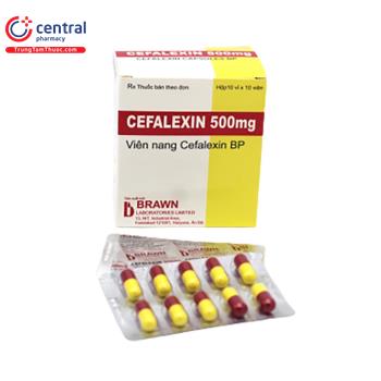 Thuốc Cefalexin 500mg Brawn trị nhiễm khuẩn đường hô hấp do phế cầu