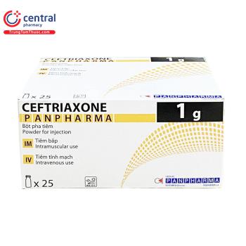[CHÍNH HÃNG] Thuốc Ceftriaxone Panpharma 1g điều trị viêm màng não