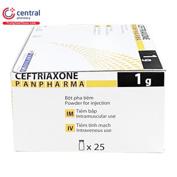 [CHÍNH HÃNG] Thuốc Ceftriaxone Panpharma 1g điều trị viêm màng não