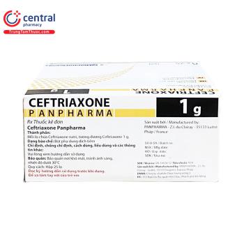[CHÍNH HÃNG] Thuốc Ceftriaxone Panpharma 1g điều trị viêm màng não