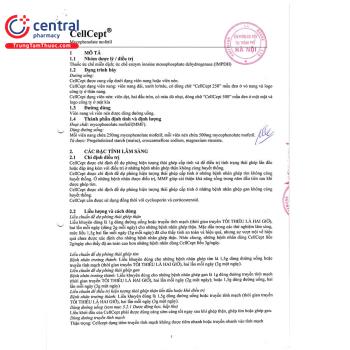 [CHÍNH HÃNG] Thuốc CellCept 250mg - Dự phòng thải ghép cho ghép thận