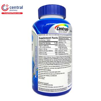 Thuốc Centrum Silver Men 50+ (hộp 200 viên): công dụng, liều dùng