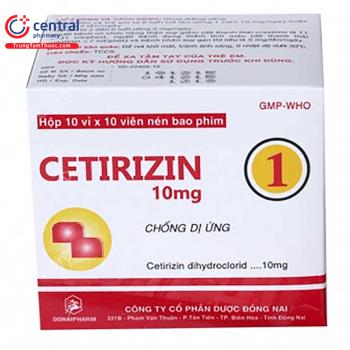 Thuốc Cetirizin 10mg Dược Đồng Nai - điều trị các bệnh dị ứng