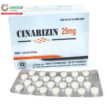 Thuốc Cinarizin 25mg DNA Pharma phòng ngừa say tàu xe, rối loạn tiền đình