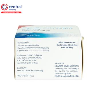 Thuốc Ciprofloxacin Stada 500mg (Hộp 10 vỉ x 10 viên) - Thuốc điều trị ...
