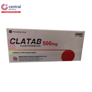 [CHÍNH HÃNG] Thuốc Clatab 500mg (Hộp 2 vỉ): chỉ định, lưu ý khi dùng