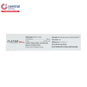 [CHÍNH HÃNG] Thuốc Clatab 500mg (Hộp 2 vỉ): chỉ định, lưu ý khi dùng