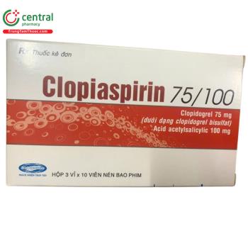 Thuốc Clopiaspirin 75/100 dự phòng xơ vữa huyết khối, nhồi máu cơ tim
