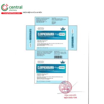 Thuốc Clorpheniramin 4mg Kingphar kháng histamin giảm dị ứng