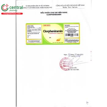 Thuốc Clorpheniramin 4mg PP Pharco điều trị về viêm mũi, kết mạc dị ứng