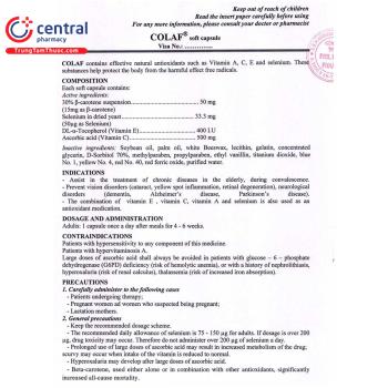 Thuốc Colaf tăng tuần hoàn não, chống lão hoá và tăng cường thị lực