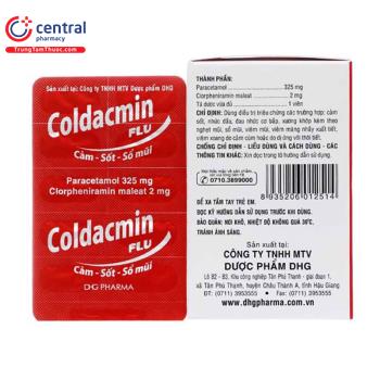 Thuốc Coldacmin Flu (Hộp 10 vỉ x 10 viên) - thuốc đặc trị cảm cúm