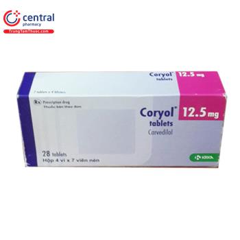 Thuốc Coryol 12,5mg -Thuốc điều trị tăng huyết áp, suy tim sung huyết