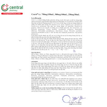 Thuốc Cravit I.V 750mg/150ml - Điều trị các nhiễm khuẩn nghiêm trọng