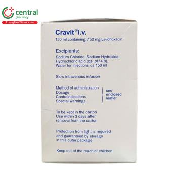 Thuốc Cravit I.V 750mg/150ml - Điều trị các nhiễm khuẩn nghiêm trọng