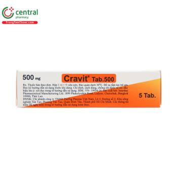 Thuốc Cravit Tab 500 chứa Levofloxacin 500mg- điều trị nhiễm khuẩn