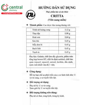 Thuốc Critta Trinh Nữ Hoàng Cung làm chậm phát triển khối u lành tính