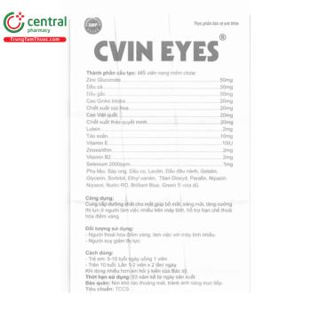 Thuốc CVIN EYES tăng cường thị lực, giảm thoái hóa điểm vàng